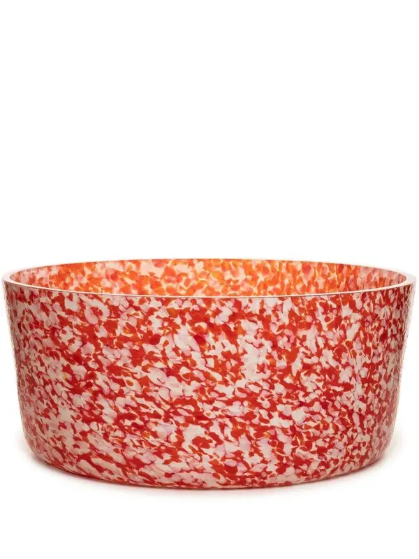 STORIES OF ITALY Macchia Murano Glass Large Bowl - Orange