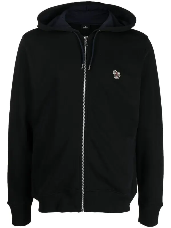 Paul Smith Zipped Organic Cotton Hoodie - Black