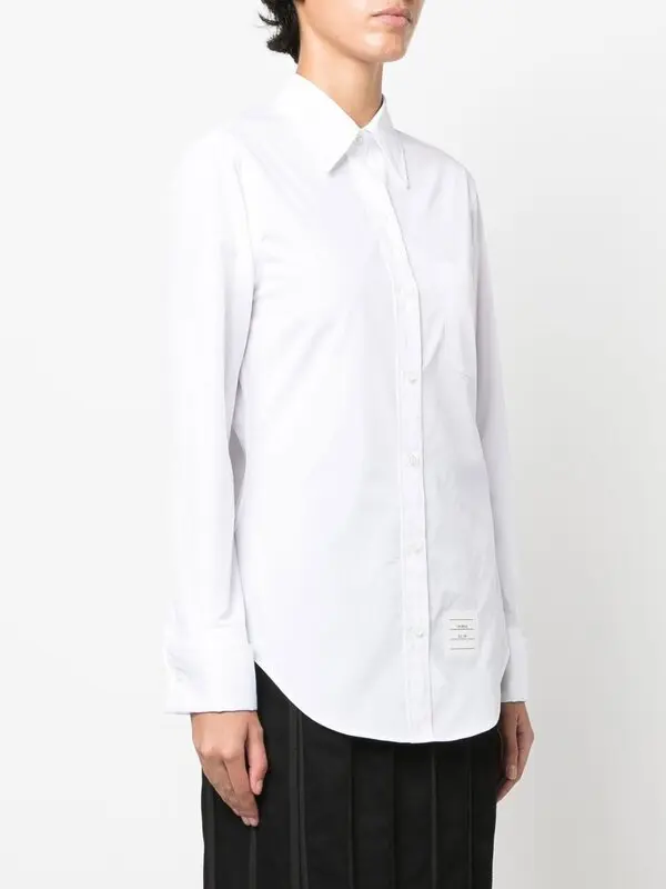 Thom Browne Logo-patch Long-sleeved Shirt - White