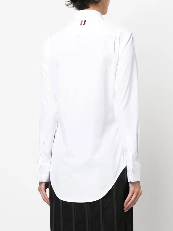 Thom Browne Logo-patch Long-sleeved Shirt - White