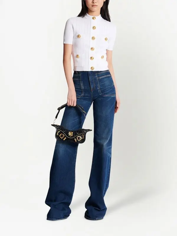 Balmain Pointelle-knit Cardigan