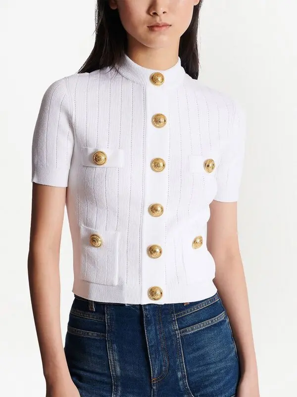 Balmain Pointelle-knit Cardigan