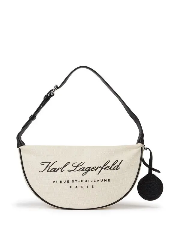 Karl Lagerfeld Hotel Karl Half Moon Shoulder Bag - White