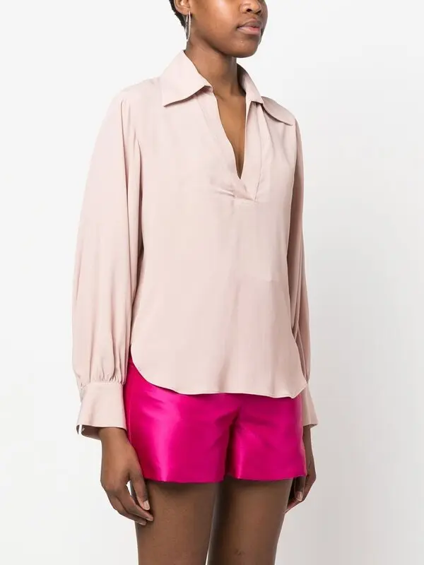 BLANCA VITA Draped V-neck Blouse - Pink