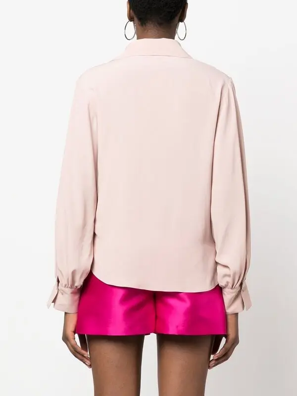 BLANCA VITA Draped V-neck Blouse - Pink