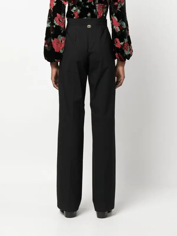 TWINSET High-waisted Straight-leg Trousers - Black