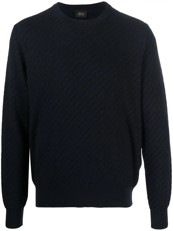 Brioni Crew-neck Cotton-silk Jumper - Blue