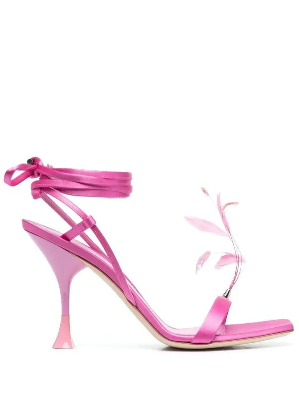 3JUIN Kimi 105mm Feather-detail Sandals