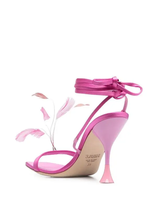 3JUIN Kimi 105mm Feather-detail Sandals