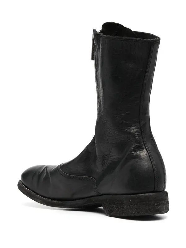 Guidi Round-toe Leather Boots - Black