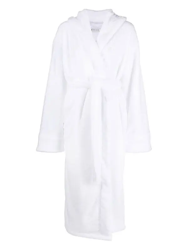 SOHO HOME Belted-waist Hooded Robe - White
