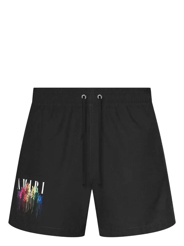 Amiri Drip Logo Print Swimming Trunks - White