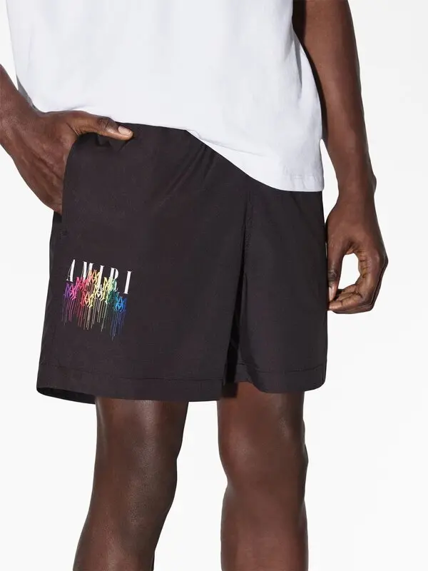 Amiri Drip Logo Print Swimming Trunks