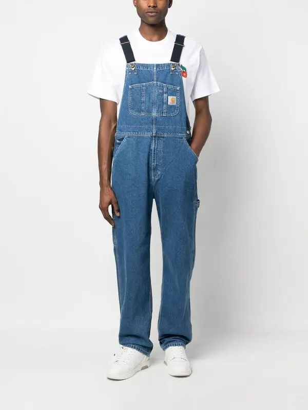 Carhartt Work In Progress Logo-patch Straight-leg Dungarees - Blue