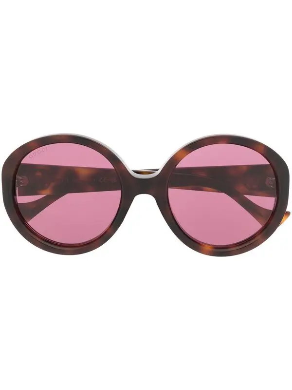 Gucci Side Logo-plaque Detail Sunglasses - Brown