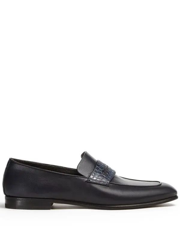 Zegna Crocodile-embossed Loafers - Blue