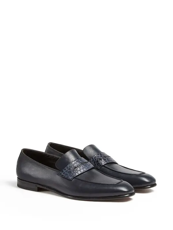 Zegna Crocodile-embossed Loafers - Blue