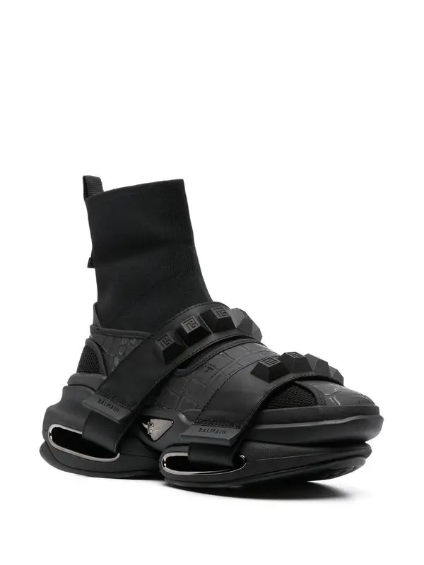 Balmain B-Bold High-Top Sneakers - Black | Editorialist