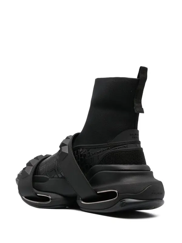 Balmain B-Bold High-Top Sneakers - Black | Editorialist