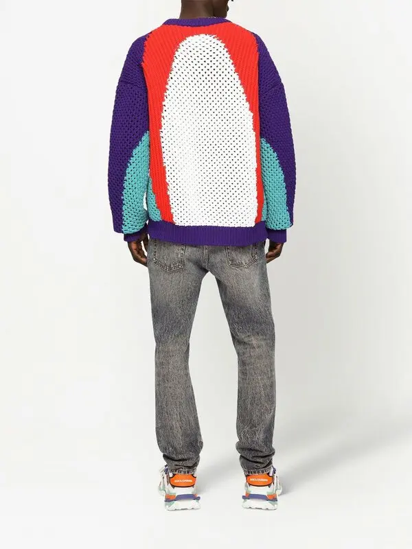 Dolce & Gabbana Colour-block Perforated Knit Jumper