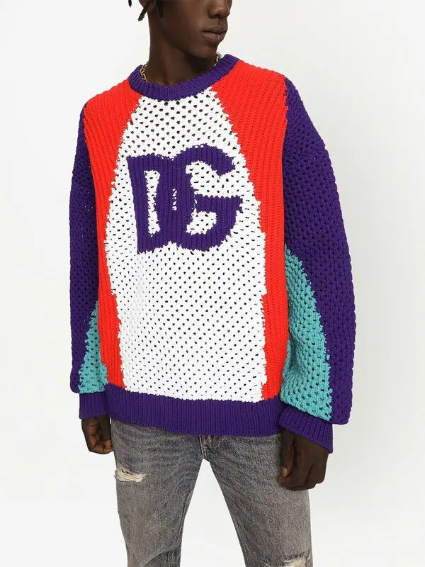 Dolce & Gabbana Colour-block Perforated Knit Jumper