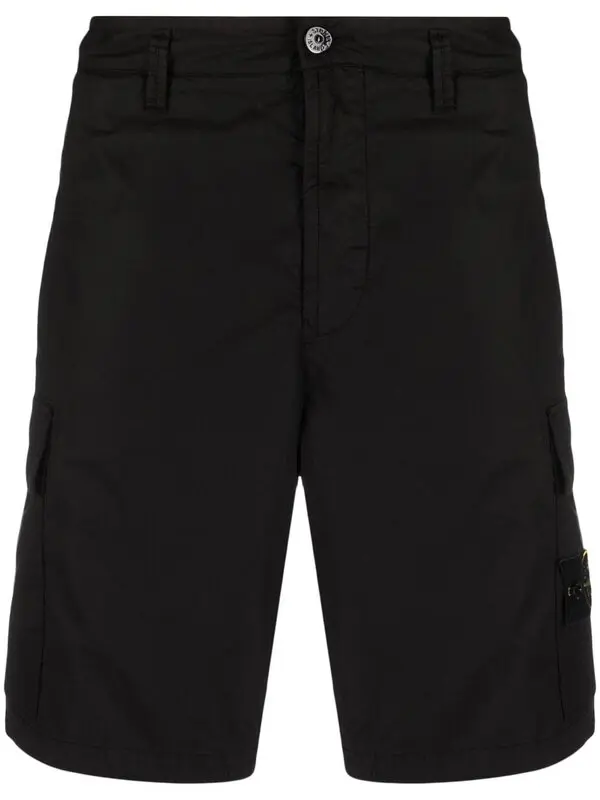 Stone Island Compass-patch Cargo Shorts - Black