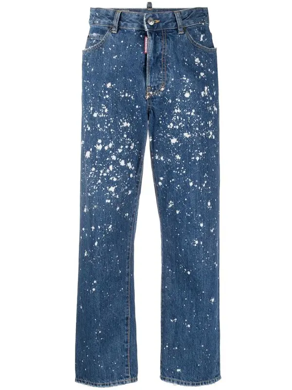 Dsquared2 Paint Splatter Cropped Jeans - Blue