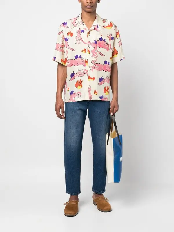 Marni Graphic-print Silk T-shirt - Yellow