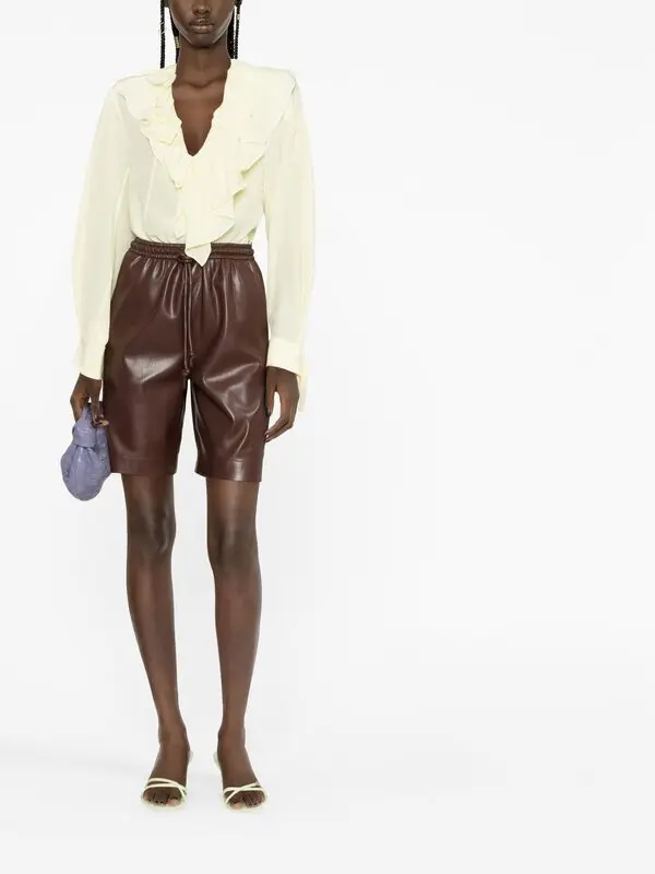 Victoria Beckham Ruffled V-neck Blouse - Yellow