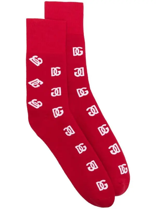 Dolce & Gabbana Intarsia-logo Socks - Red