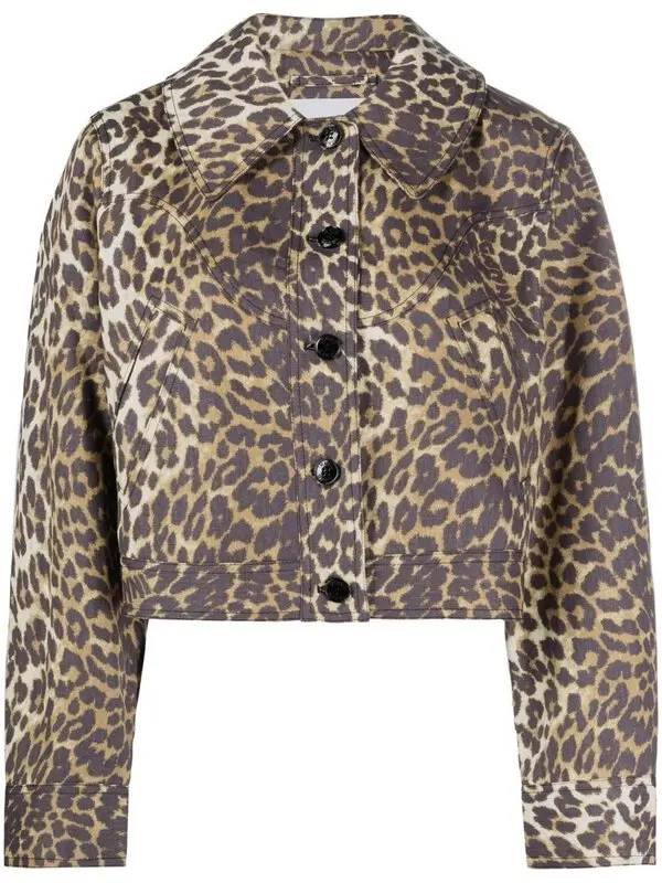 GANNI Cropped Leopard-print Jacket