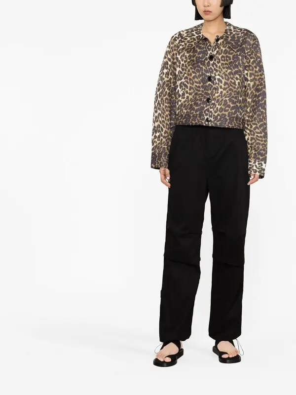 GANNI Cropped Leopard-print Jacket