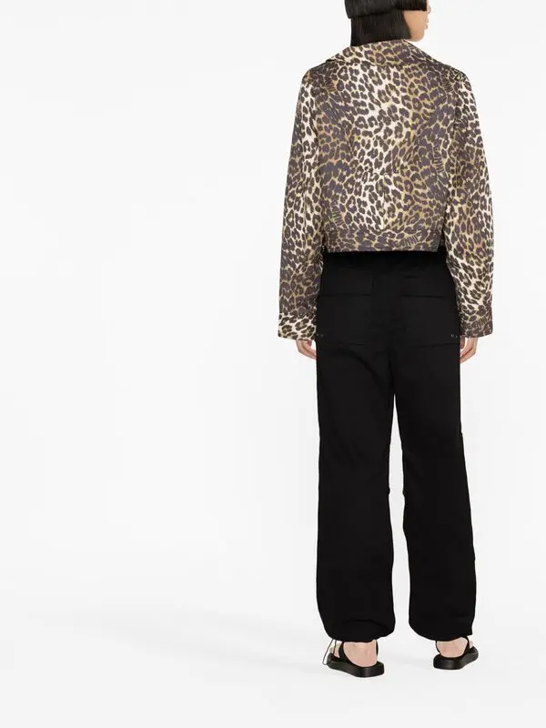 GANNI Cropped Leopard-print Jacket