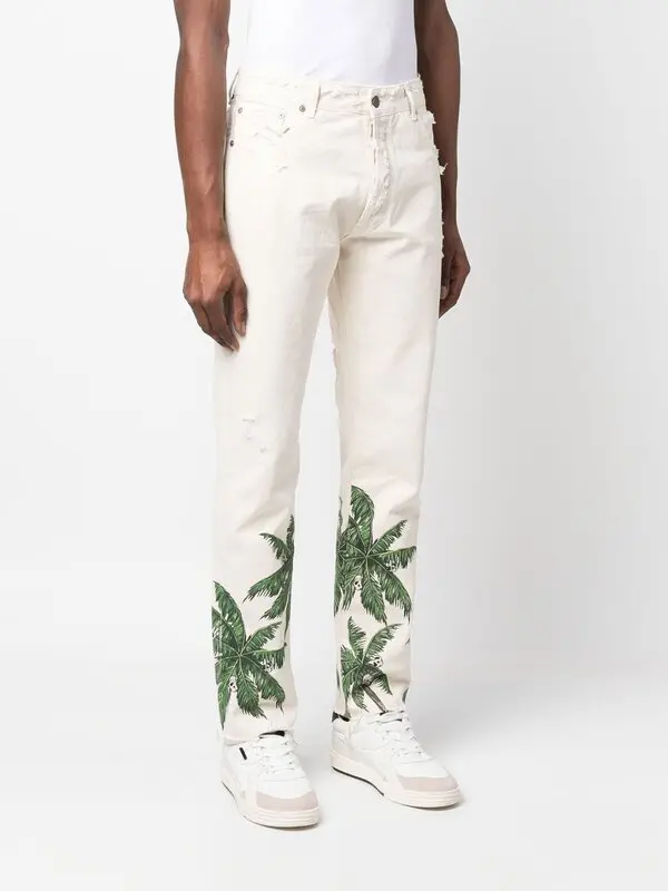 Palm Angels Palm Tree Print Straight-leg Jeans