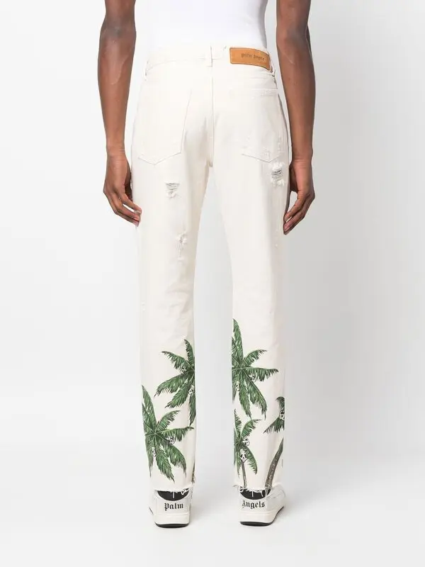 Palm Angels Palm Tree Print Straight-leg Jeans