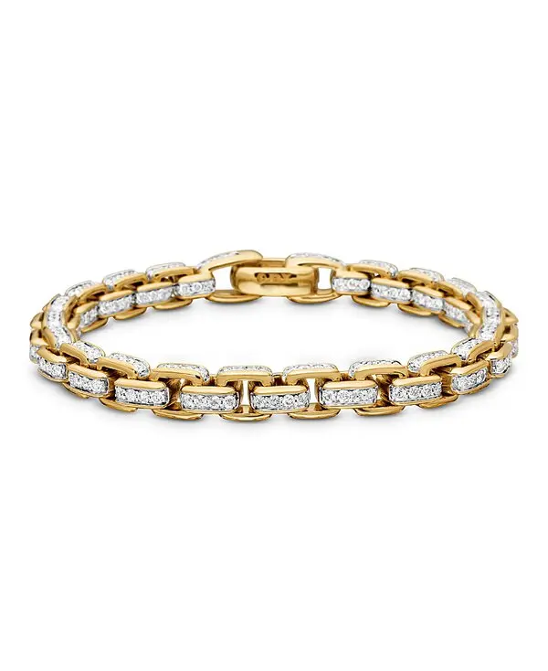 David Yurman Box Chain Bracelet In 18k Yellow Gold With Diamonds - Gold/white