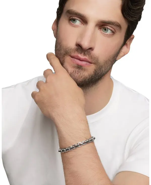 David Yurman Sterling Silver Bracelet With Black Diamonds - Black/silver