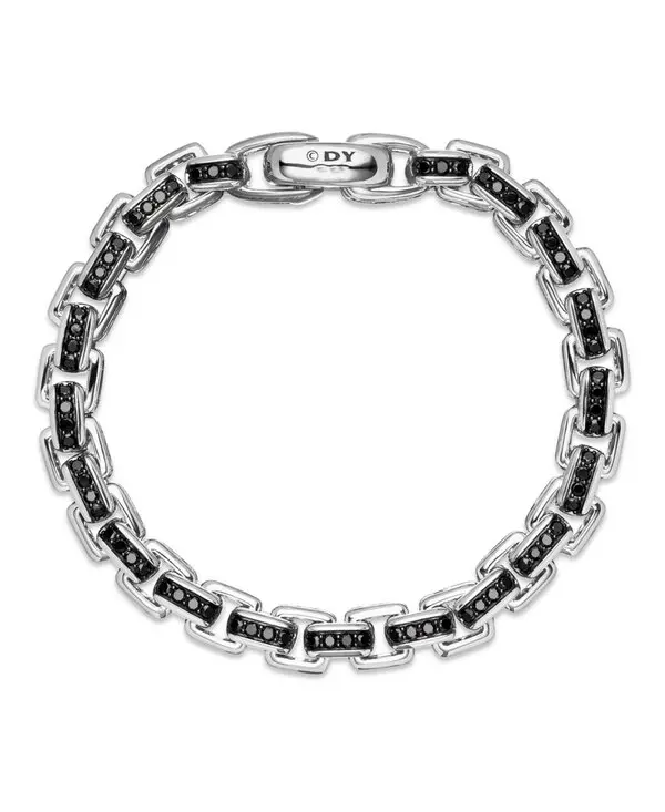 David Yurman Sterling Silver Bracelet With Black Diamonds - Black/silver