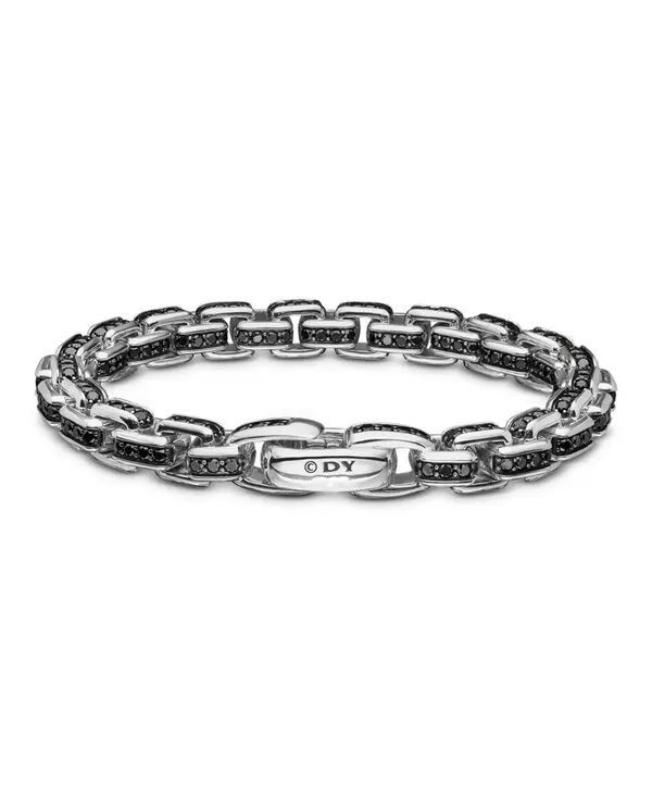 David Yurman Sterling Silver Bracelet With Black Diamonds - Black/silver