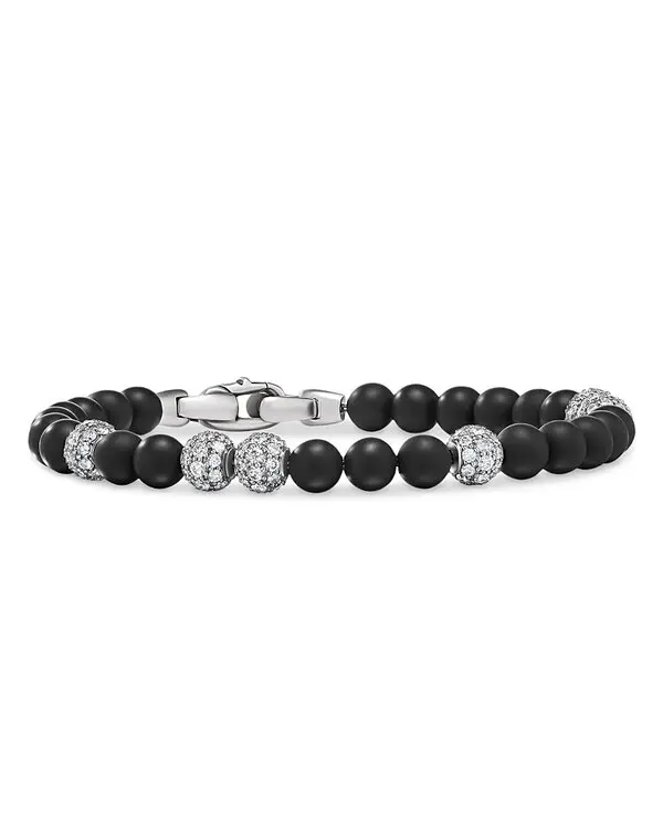 David Yurman Sterling Silver Onyx And Diamond Bracelet - Black/silver