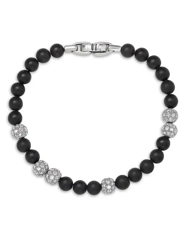 David Yurman Sterling Silver Onyx And Diamond Bracelet - Black/silver