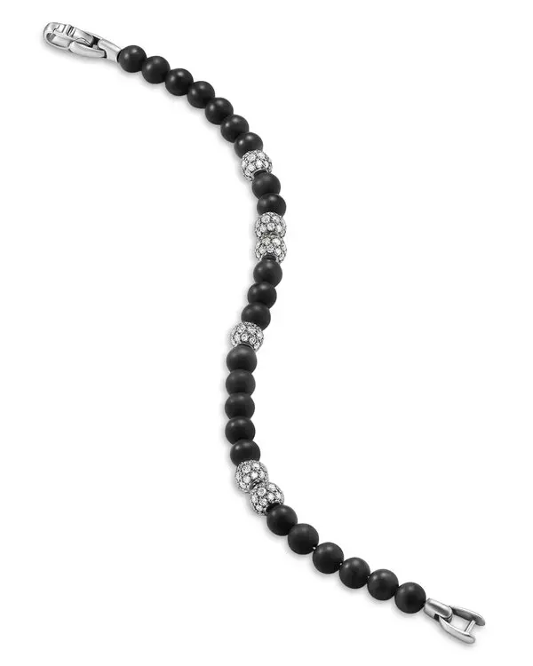 David Yurman Sterling Silver Onyx And Diamond Bracelet - Black/silver