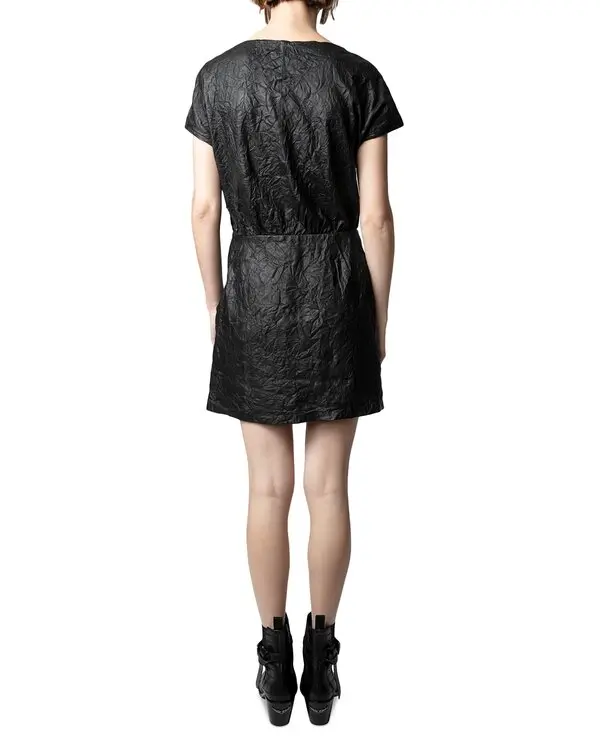 Zadig&Voltaire Rexa Crumpled Leather Mini Dress In Noir - 50% Off |  Editorialist