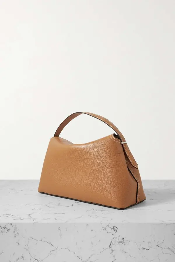 TOTEME T-lock Textured-leather Shoulder Bag - Tan