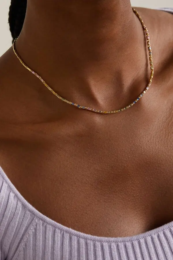 SUZANNE KALAN 18-karat Sapphire Tennis Necklace