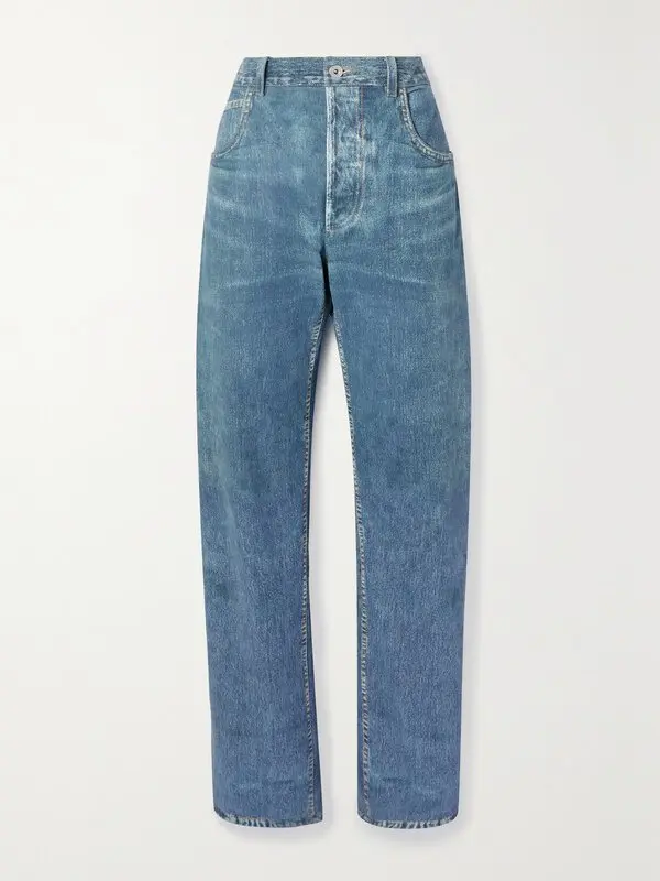 Bottega Veneta Printed Leather Straight-leg Pants - Blue