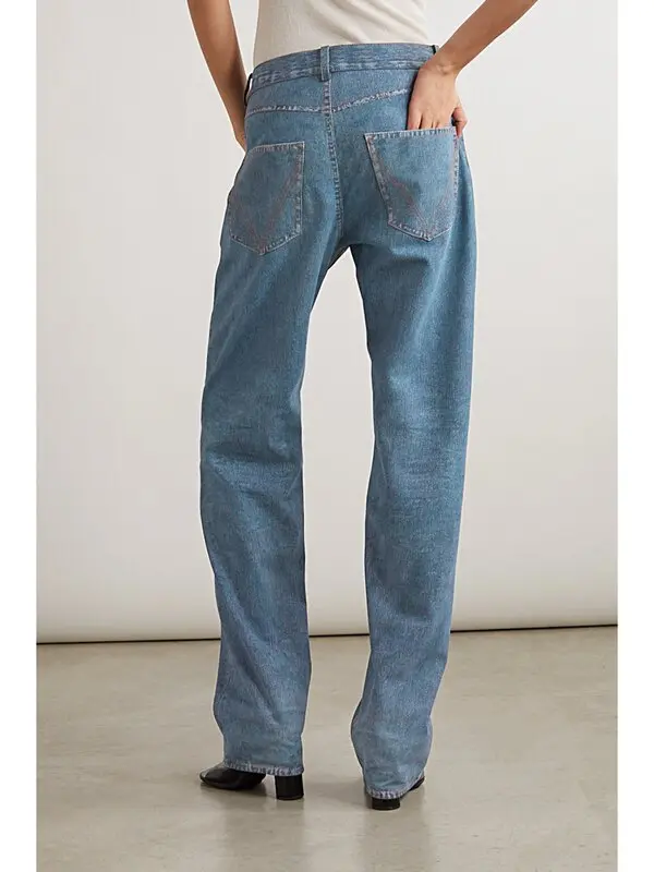 Bottega Veneta Printed Leather Straight-leg Pants - Blue