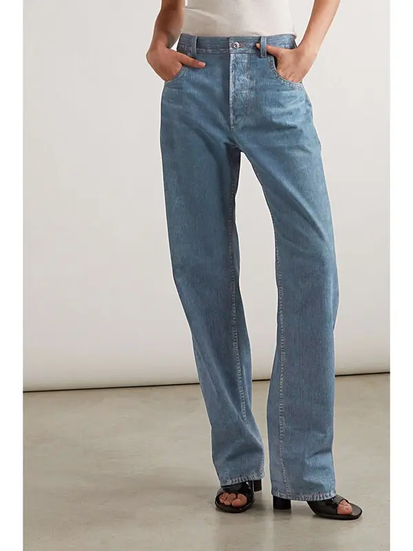 Bottega Veneta Printed Leather Straight-leg Pants - Blue