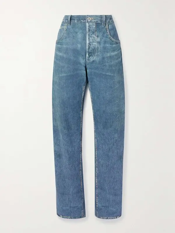 Bottega Veneta Printed Leather Straight-leg Pants - Blue