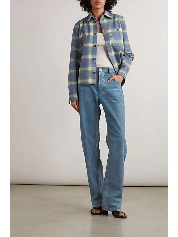 Bottega Veneta Printed Leather Straight-leg Pants - Blue